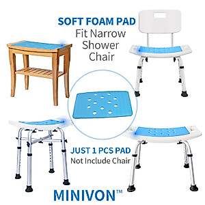 Narrow Shower Bench Cushion -Waterproof Non Slip Soft Pad for Bath Chair Stool, Stickable Padded Shower Seat, Bathroom Bathtub Mat Dry Quickly
