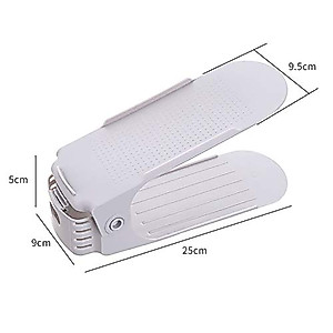 RISETEX Shoe Slots Organizer 20 Pack- Shoe Stacker - Increase Space by 200%,4 Levels Adjustable Double Layer Stackable Shoe Rack,Storage Shoe Organizer Holder for Closet Organization