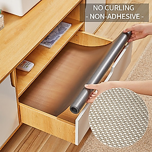 Shelf Liner Kitchen Drawer Mats,Washable Oil-Proof Drawer Liner,Non-Adhesive Protective,Waterproof Cabinet Protection Mat,Non-Slip Cabinet Liner 17.7Inches x 78.7Inches(Black)