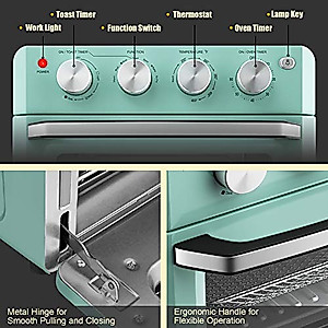 SIMOE Air Fryer Toaster Oven, 7 in 1 Retro Toaster Oven, All in One Convection Oven Combo for Family Use, 19QT, 5 Accessories & Recipe Book (Green)