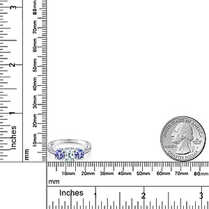 Gem Stone King 925 Sterling Silver Oval Sky Blue Aquamarine and Blue Tanzanite Ring For Women (1.79 Cttw, Gemstone Birthstone, Available In Size 5, 6, 7, 8, 9)