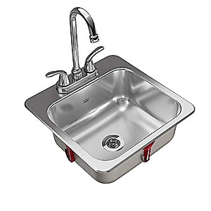 KINDRED Stainless Steel, Essentials Kit 15 x 6-inch Deep Drop-In Bar or Utility Sink in Satin, FBFS602NKIT, One Size