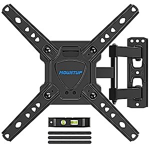 MOUNTUP Full Motion TV Wall Mount for 26-50 Inch TV, Wall Mount TV Bracket Max VESA 300x300mm, Swivel Tilt Extension Level Adjustment for LED LCD Flat Curved TVs Up to 55 LBS