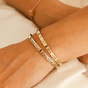 Petite Boutique Personalized Bangle Bracelet - Slim Layered Bracelet, a Thoughtful and Stylish Gift -Custom Engraving