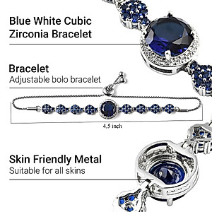 Shop LC Blue White Cubic Zirconia Bracelets for Women CZ Bolo Bracelets for Women Adjustable Tennis Bracelets for Women Fashion Jewelry Birthday Gifts for Women