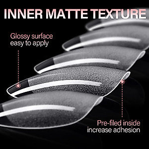 AILLSA Short Almond Nail Tips 360Pcs Full Cover Soft Gel Nail Tips Half Matte No File Clear False Gelly Nail Tips Fake Almond Shaped Nails for Press On Nail Extension DIY Valentine Gift 12 Sizes