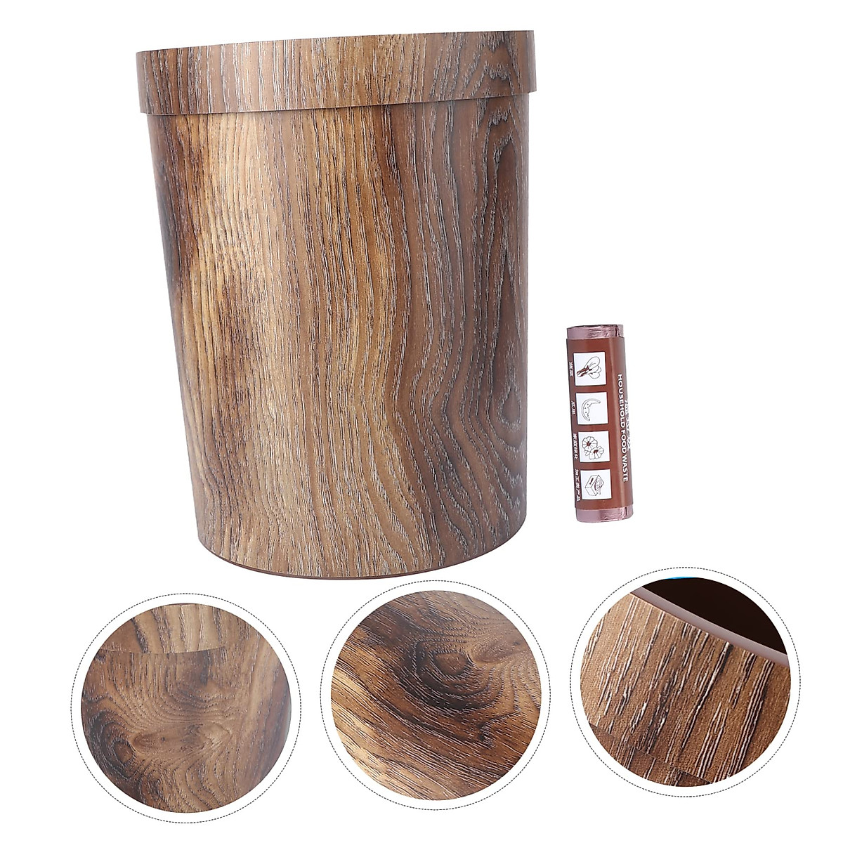 Levemolo Retro Trash Can, Brown, Polypropylene, Open-Top