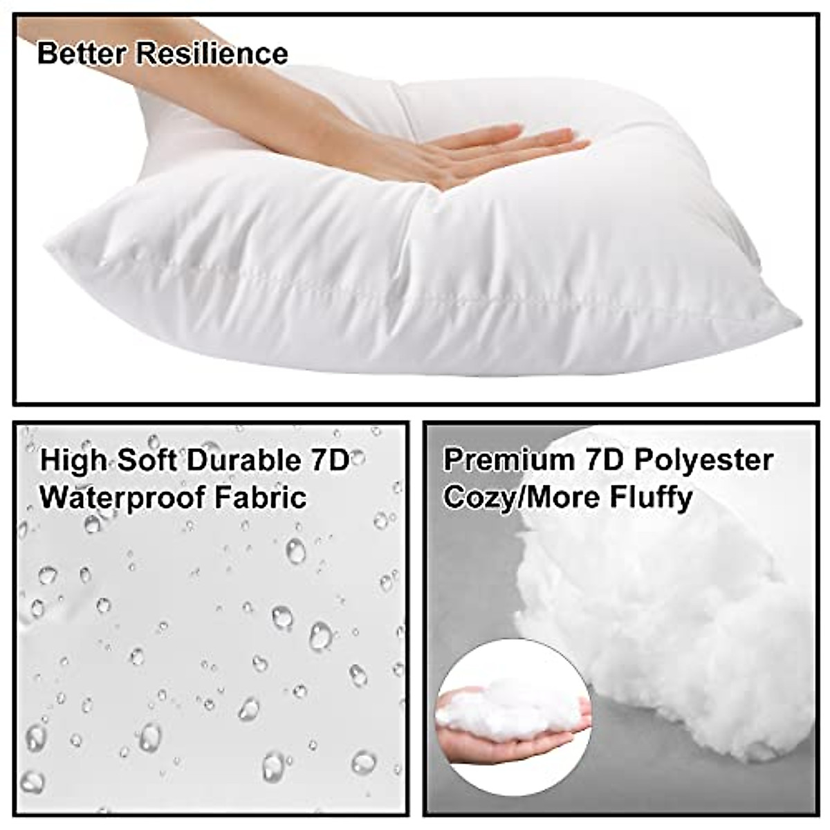 Fixwal 18x18 Inches Outdoor Pillow Inserts Set of 6, Waterproof Decorative Throw Pillows Insert, Square Pillow Form for Patio, Furniture, Bed, Living Room, Garden ( White )