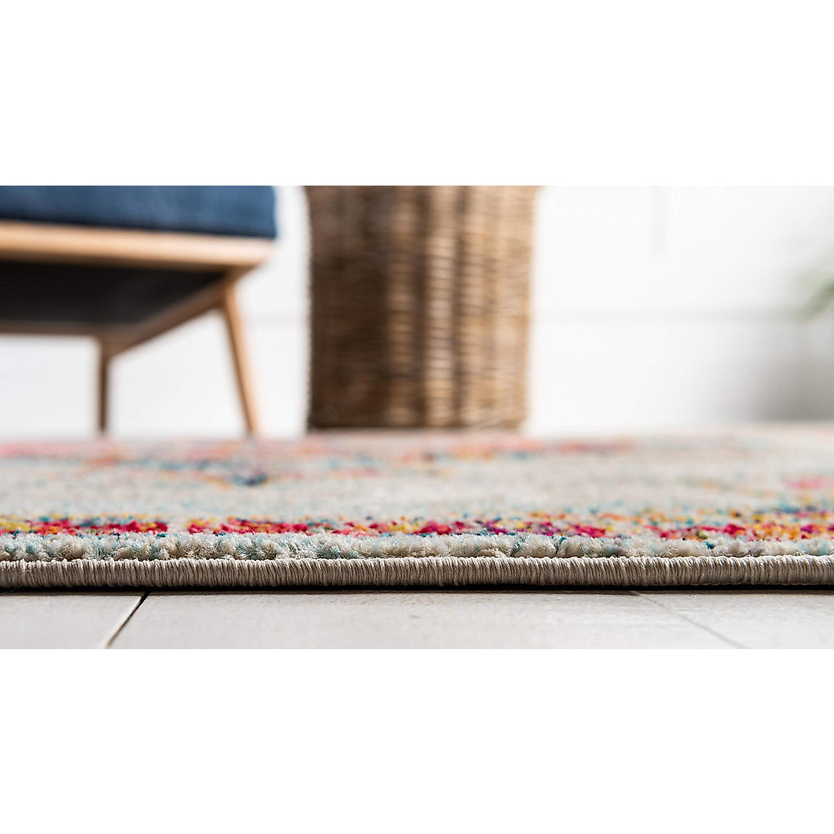 Unique Loom Penrose Collection Area Rug - Alexis (5' 1" x 8' Rectangle, Ivory/ Blue)