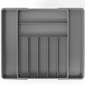 Simple Houseware Expandable Kitchen Drawer Flatware Organizer, Grey