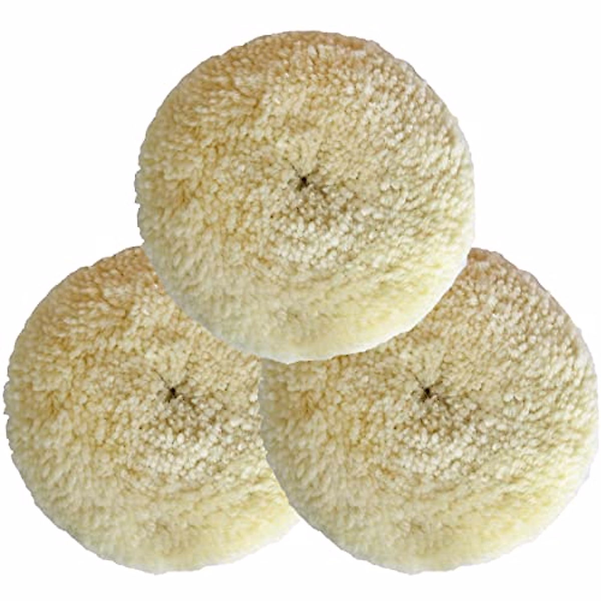Wool Buffing Pad Kit 7Inch 3PCS, 100% Natural Wool Car Auto Hook and Loop Grip Buffing Pad for Compound Cutting & Polishing for Car,Boats, Trucks and RVs Polishing Motorcycle Washing Machine