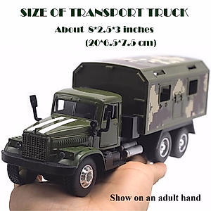OTONOPI Military Truck Metal Diecast Army Armored for Boys Girls Pull Back Toy Model Car Treatment Transport Vehicle with Lights and Sounds