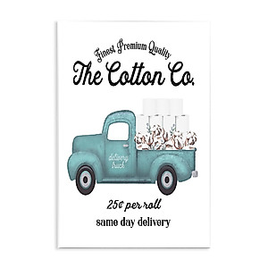 Stupell Industries Toilet Paper Cotton Co Delivery Truck Bathroom Word Design Wall Plaque Art Design By Artist Lettered and Lined, 13 x 19