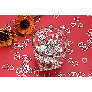 ONLYKXY 1200Pcs Love Heart Shaped Confetti, Table Wedding Decoration, Glitter Confetti for Wedding Party (Silver)