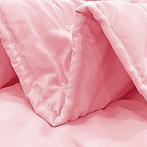 Mocaletto Reversible Quilts Set Queen Size, 3 Piece Pink Quilt with Pillow Shams, Point Pattern Microfiber Bedspread, Lightweight Soft All Season Coverlet for Bedroom,Hotel &Gift