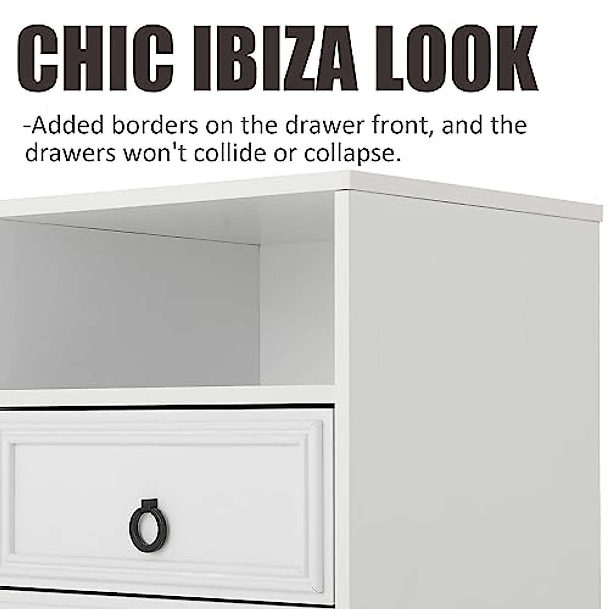 HolliWill Nightstand Set of 2, Night Stand with Drawers, Accent Bed Side Table and End Table with Open Storage for Bedroom, Living Room, White