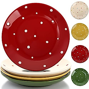 AVLA Ceramic Dessert Plates Set of 4, 8 Inches Porcelain Salad Serving Plates, Appetizer Plates for Steak, Pizza, Snack, Small Dinner Plates for Party, Restaurant, Home, Dishwasher and Microwave Safe