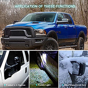 SCITOO Towing Mirrors fit for Dodge for Ram Exterior Accessories Mirrors fit 2009-2016 for Ram 1500 2500 3500 with Heated Temperature Sensor Amber Turn Signal Puddle Power Controlling Features