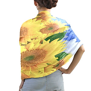 Use4 Fashion Lightweight Sunny Sunflower Floral Chiffon Silk Long Scarf Shawl Wrap