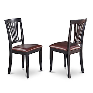 East-West Furniture AVON5-BLK-LC Kitchen Dining Table Set- 4 Dining Chairs with Faux Leather Seat and A Wonderful Butterfly Leaf Pedestal Dining Table (Cherry & Black Finish)