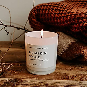 Sweet Water Decor Pumpkin Spice Soy Candle | Pumpkin | Cloves | Buttercream | Cinnamon | Smoke Embers | Vanilla Scented Candle for Home | 11oz White Jar Candle, 50+ Hour Burn Time, Made in the USA