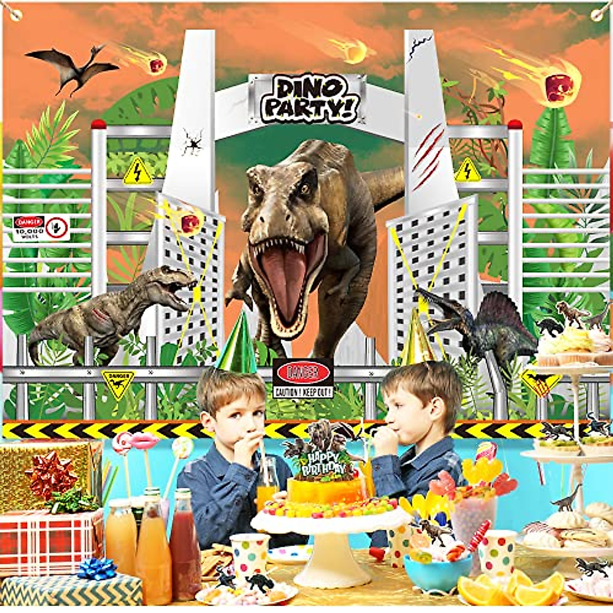 7x5ft Dinosaur Backdrop Jurassic Theme Dinosaur Birthday Photography Backdrop for Boy Kids Adults Indoor Outdoor Dinosaur Birthday Decoration Party Supplies Backdrop