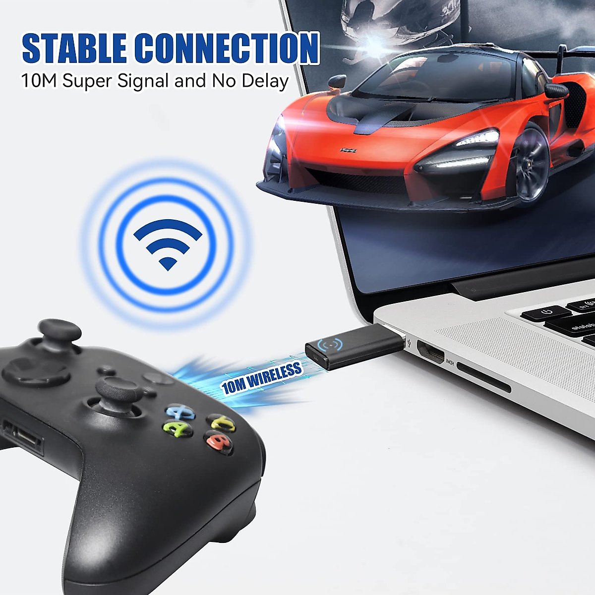 Wireless Adapter for Xbox, Wireless Xbox Adapter for PC Windows 10/8/8.1/7, Wireless Controller Adapter Compatible with Xbox One, Xbox One X|S, Elite|Elite Series 2, Xbox Series X|S Controller