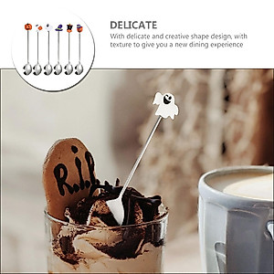 Spoons 6pcs resin Halloween Dinnerware Halloween Elements Spoon for Eating Halloween Dessert Spoon Kitchen Spoon Multipurpose Spoon household Stainless steel
