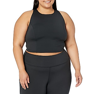 Amazon Essentials Women's Active Sculpt High Neck Racer Back Sports Bra Tank - Discontinued Colors, Black, 1X