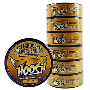 (6) Six Chattahoochee Hooch Herbal Snuff Cans 1.2oz/34g - Classic - No Tobacco, No Nicotine