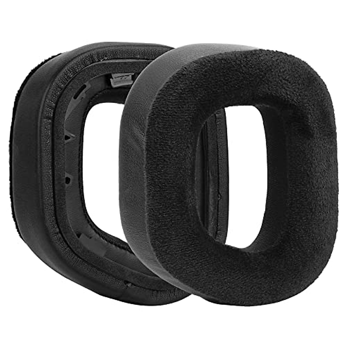 Geekria Comfort Hybrid Velour Replacement Ear Pads for Corsair HS80 RGB Wireless Headphones Ear Cushions, Headset Earpads, Ear Cups Cover Repair Parts (Black)