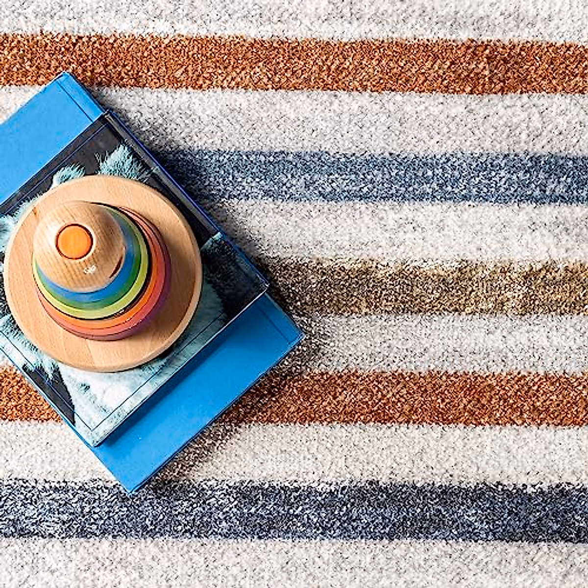 nuLOOM ROS Striped Columns Machine Washable Accent Rug, 3x5, Beige