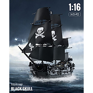 Nifeliz Black Skull Pirates Ship Building Blocks Kits, Model Set and Assembly Toy for Teens and Adult, Makes a Great Gift for People who Like Creative Play and Adventures, New 2023 (3423Pcs)