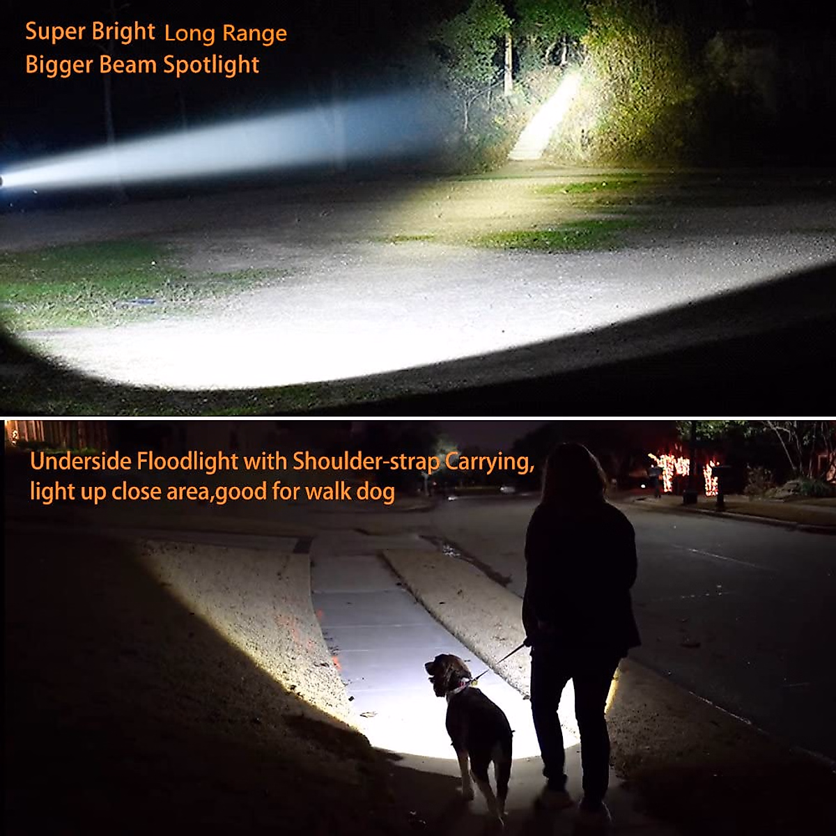 GEPROSMA Multi Functions Rechargeable Flashlight High Lumens,Handheld Spotlight LED 6000 Lumens Super Bright, Large Battery 10000 Long Lasting Powerful Searchlight Plus Side Lantern,Home Outdoor
