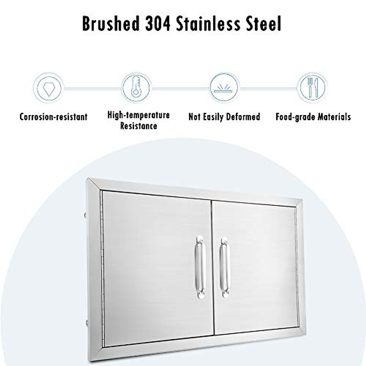 Karpevta Outdoor Kitchen Doors 42"W X 21"H BBQ Double Access Door - Stainless Steel Wall Construction Vertical Door for Outdoor Kitchen Grilling Station or Commercial BBQ Island