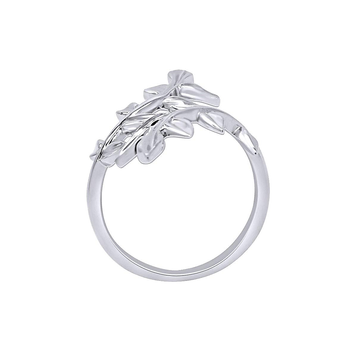 14K White Gold Plated 925 Sterling Silver Oliva Leaf Fashion Ring For Women Ring Size-6
