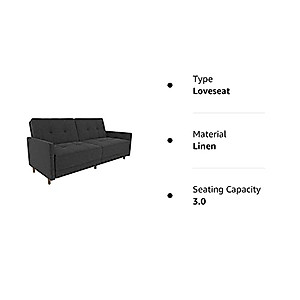 DHP Andora Coil Futon Sofa Bed Couch with Mid Century Modern Design - Grey Linen