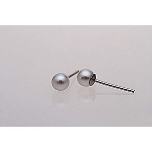 Rakumi Tiny Pearl Studs Earrings Sterling Silver AAAA Round 3mm White Freshwater Cultured Pearl Earrings Studs for Girls