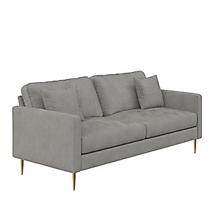 CosmoLiving by Cosmopolitan Highland Sofa with Pillows, Gray Velvet