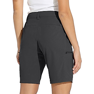 Willit Women's 10" Hiking Cargo Shorts Stretch Golf Active Long Shorts Quick Dry Outdoor Summer Shorts Deep Gray M