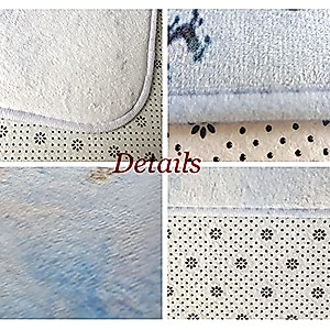 Bathroom Rugs and Mats Sets, Teal Rose Bath Mat, 3 Piece Floral Bath Rug Set, Ultra Soft Absorbent Shaggy Non-Slip Grey Bathroom Mats Bathroom Rug U Shape Toilet Mat Contour Bath Rug for Bathroom