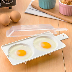 2 Pack Microwave Egg Poacher, Egg Cooker Poacher with 2 Cavity Egg Boiler Boil Steamer Kitchen Tool