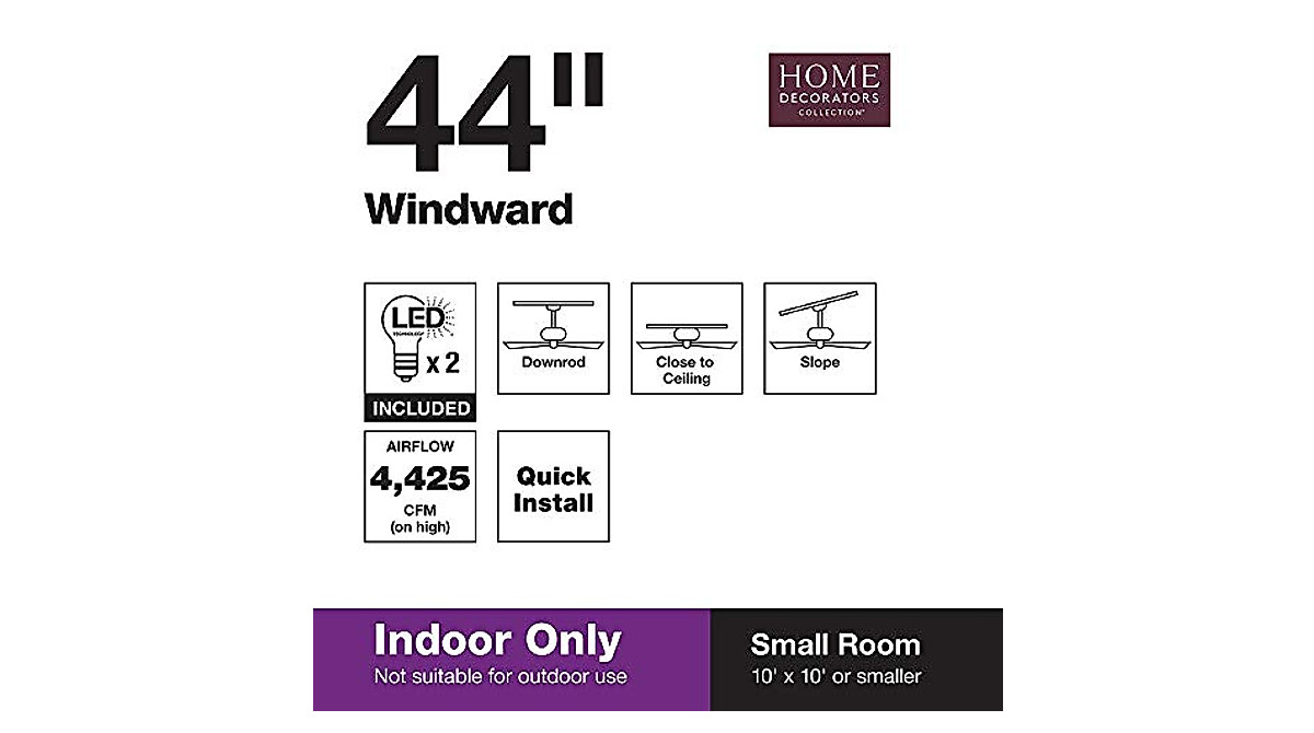 Home Decorators Windward 44 in. LED Ceiling Fan - Modern & Energy Efficient