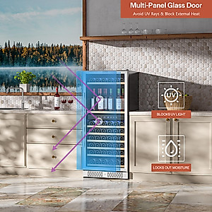 Empava Fridge Cooler Enthusiast Wine Refrigerator, 116 Bottles Dual Zone, Stainless Steel