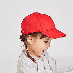 LANGZHEN Cotton Outdoor Toddler Girls Boys Plain Baseball Cap Baby Infant Structured Adjustable Hat for Kids Sun Hat (S-Red)