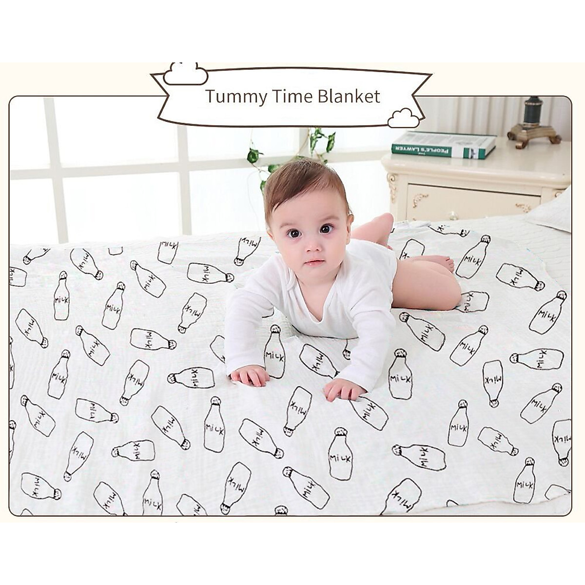 AIVIAI Muslin Baby Swaddle Blankets Baby Long Ripple Wrap Toddler Blankets