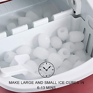 VGAZE Red Portable Compact Electric Ice Maker Machine Mini Cube 26lb/Day