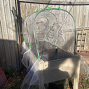 Garden Hoops Grow Tunnel 6 Sets (25.6" x 31.5" ) Plastic Coated Hollow Steel Support Frame Greenhouse Hoops for Raised Beds, with 30 Pcs Clamps