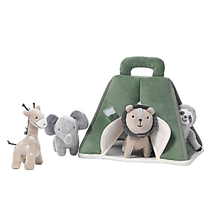 Lambs & Ivy Interactive Plush Safari/Jungle Green Tent with Stuffed Animal Toys