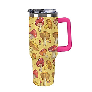 The Various Mushroom Art 40 Oz Tumbler Insulated Stainless Steel Water Bottle Travel Mug Car Cup with Handle And Straw